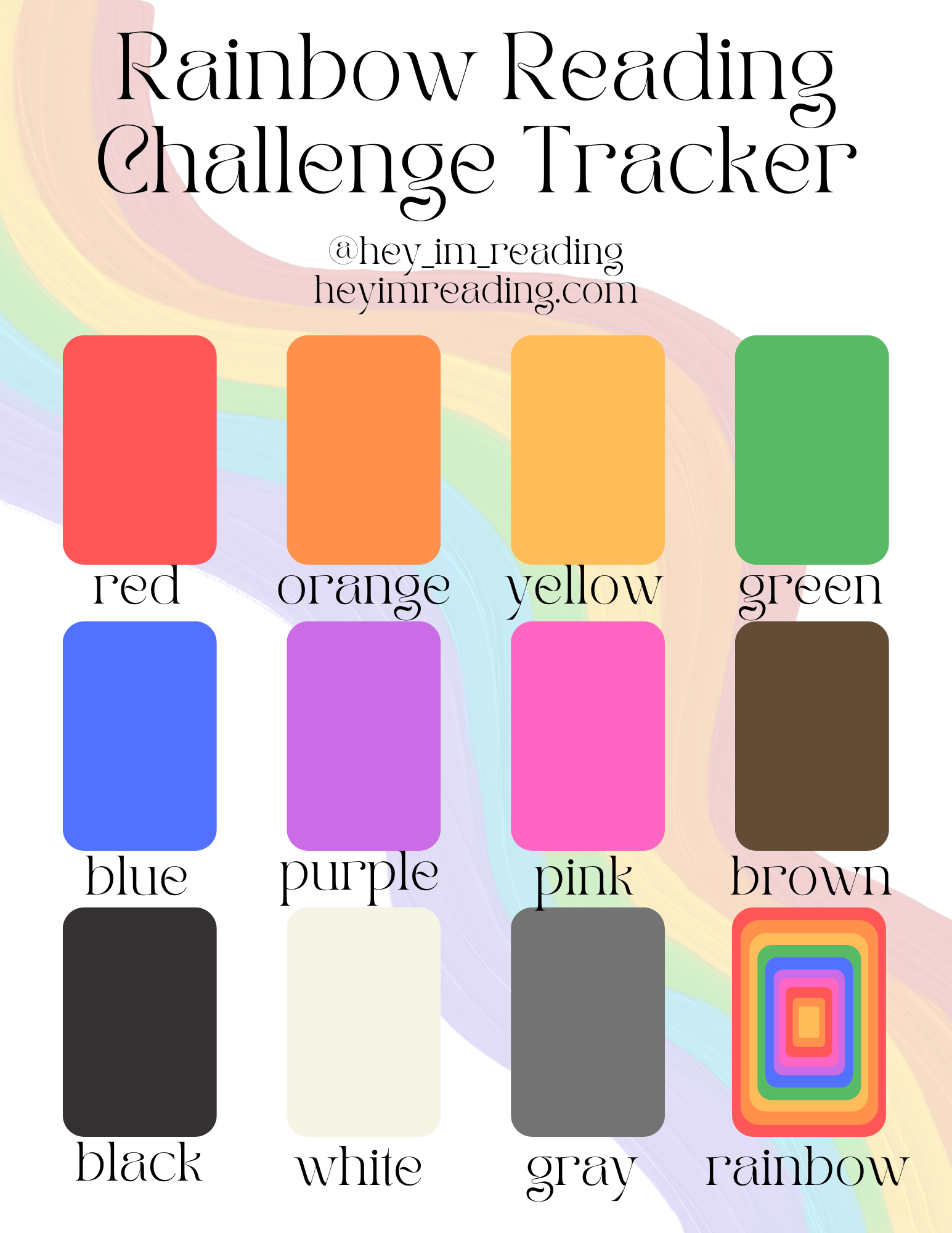 Hey, I’m Reading: Rainbow Reading Challenge – Hey, I'm Reading